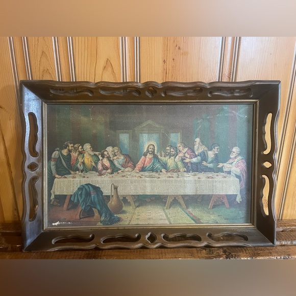 Vintage | Art | Vintage The Last Supper Painting Wood Frame | Poshmark